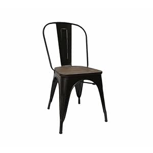 High Back Tolix Chair With Wooden Seat - Brown : Amazon.co.za: Home ...