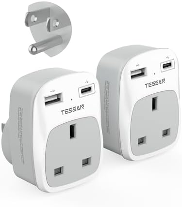 UK to US Adaptor Plug 2 Pack, USA Travel Adapter with 3 USB Ports ...