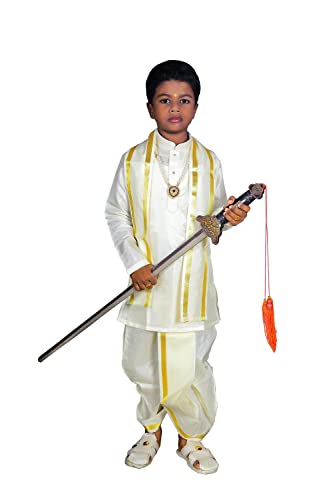 Traditional Silk Pancha,Kurtha with Angavasthiram for 6 Year Boys ...