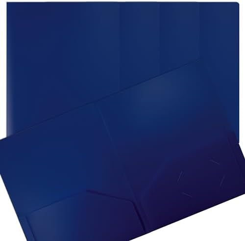 Amazon.com : Heavyweight Blue Plastic 2 Pocket Portfolio Folder, Letter ...