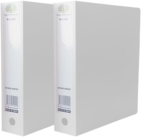 M1SS Set of 2 A4 White Ring Binder, 65 mm Spine, 500 Sheet Capacity ...
