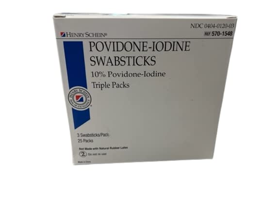 Amazon.com : Henry Schein Povidone-Iodine Swab Sticks – 4-inch Sterile ...