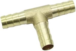 CDQBWKJGFJ 1 Piece Brass Hose Barb Tee 5/16" x 5/16"x 5/16" Barbed T Fitting 3 Ways Air Hose ...