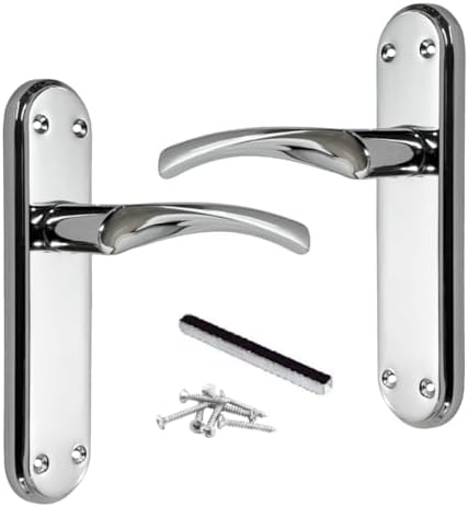 Genova Door Handles Polished Chrome Twist Lever Latch on Modern Marina ...