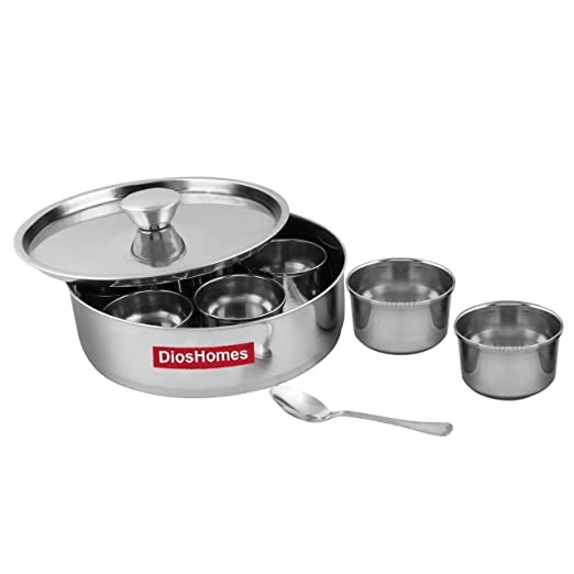 Buy DiosHomes Stainless Steel 7 in 1 Masala Box/Dabba/Storage | 7 ...