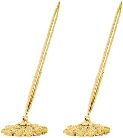 Amazon.com : WLngtv Gold Metal Desk Pen Set with Stand, Round Holder ...