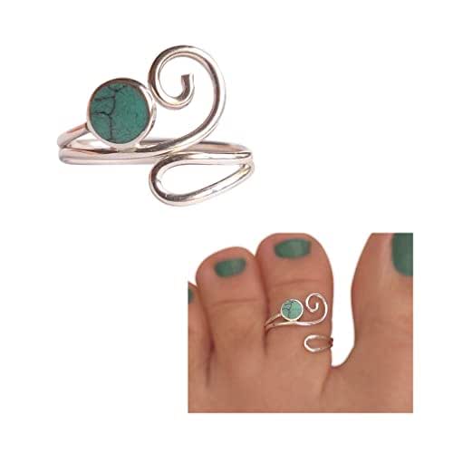 Amazon.com: Handmade Silver Swirl & 5mm Turquoise Gemstone Wrap Band ...