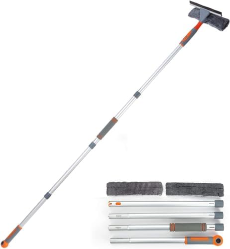 2 in 1 Professional Window Cleaner with Extension Rod, Telescopic ...
