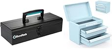 WORKPRO Mini Metal Tool Box with 2 Drawers and Top Storage, Small Tool ...