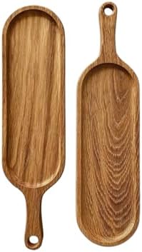 Handmade Wooden Serving Oval Shaped Tray with Handle – Rustic Long ...