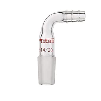 Glass Bent Inlet Adapter with 14/20 Joint Glass Joint and 8mm Hose ...