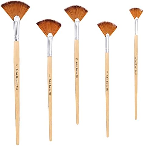 5 PCS Artist Fan Brushes Set, Fan Paint Brushes Artist Soft Anti ...