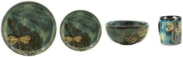 Amazon.com | Mara Stoneware Collection - 4 Piece (1 Person) Dragonfly ...