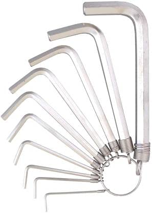 ISC 10Pcs HEX Allenkey Set Chrome in Key Ring Wrench Set Metric System ...