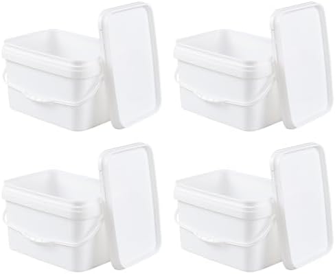 Amazon.com: Tyminin 3 Gallon Rectangular Buckets Pails, 4 Pack Food ...