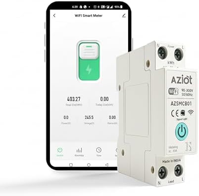 Aziot 1P 63A WiFi MCB, Smart Circuit Breaker with Power Monitoring ...