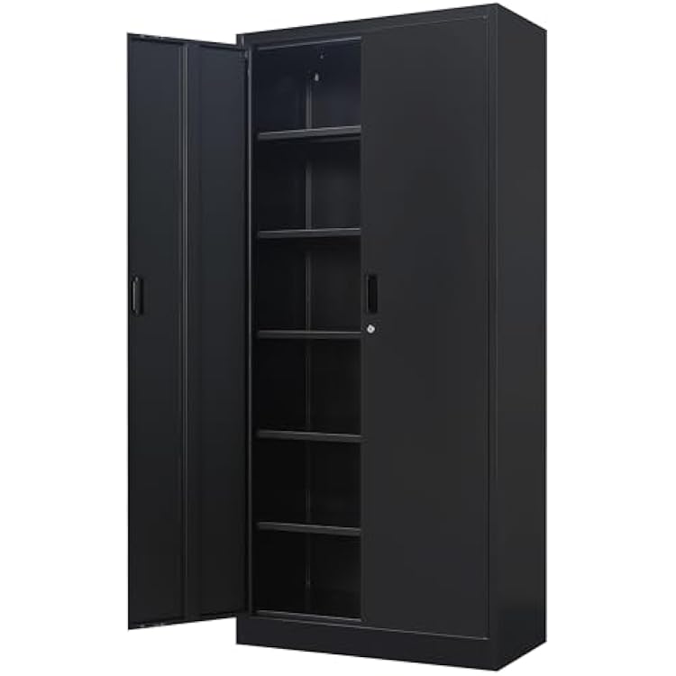 Metal Storage Cabinets with Locking Doors and 5 Adjustable Shelves ...