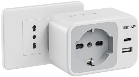 TESSAN Presa Multipla con USB, Spina Multipla con USB C 15W, 2500W ...