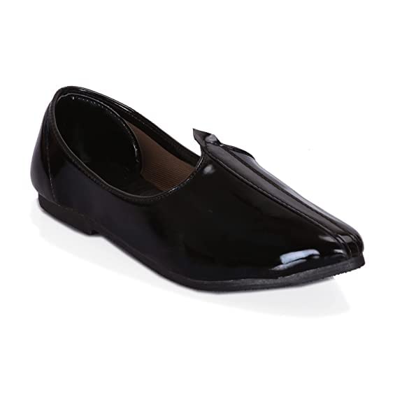Shadegarnet Men's Traditional Leather Jalsa Jutti (Balck, Numeric_5 ...
