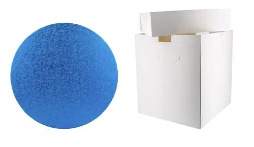 Art of Cake -8 inch ROUND BLUE CAKE BOARD AND WHITE TALL CAKE BOX ...