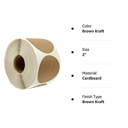 Snapklik.com : 2 Natural Brown Kraft Stickers / 500 Round Labels Roll ...