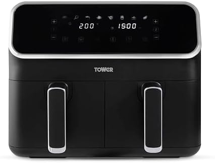 Tower, T17100, Vortx Vizion 9L Dual Basket Air Fryer with Digital ...