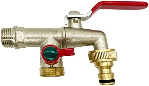 iBamso 1/2'' Brass Double Water Tap with 1 Hose Connectors, Rust and ...