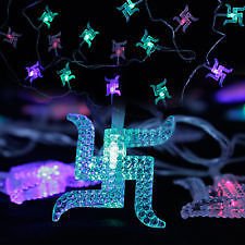set of 2 Festival Light SWASTIK (20) shape LED Chain Lights ...
