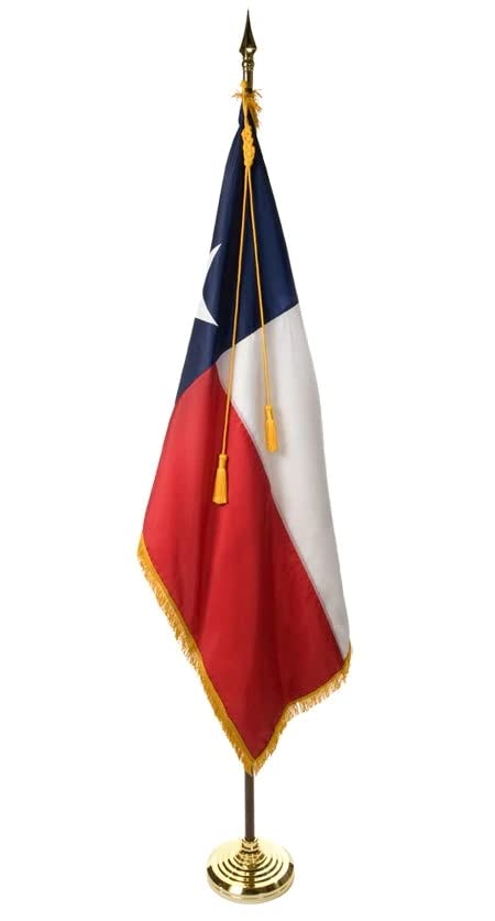Amazon.com : US Flag Factory - Texas Flag Indoor Set with 8 FT Wood ...