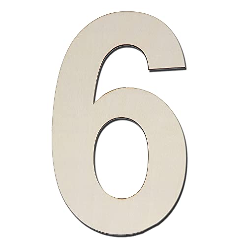Snapklik.com : 12 Inch Large Wood Number Sign 6, Unfinished Blank ...