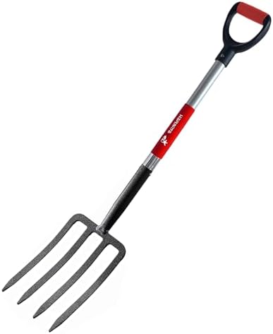 Amazon.com : BIHOMIFI Digging Spading Fork Forged Steel with D Grip Handle 41” Premium 4-Tine ...