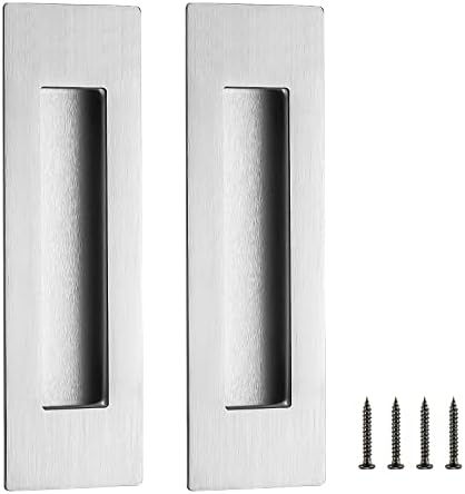 Ravinte 2 Pack Brushed Nickel Sliding Closet Door Handles Silver Flush ...
