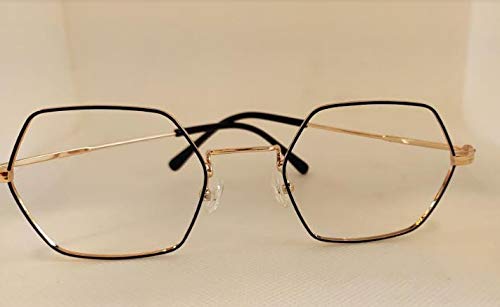 Buy Ginni's Metal Hexagonal Golden Spectacle Frame With Black at Amazon.in