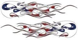 Amazon.com - Old School Retro Style Flames with American Flag - 10.5" h ...