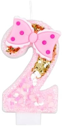 Amazon.com: Girls Pink 5 Number Birthday Candles, Gold Glitter Pink ...