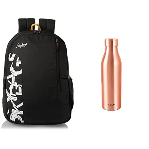 Buy Skybags Brat Black 46 Cms Casual Backpack with Milton Water Bottle ...