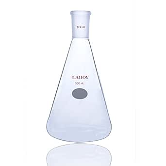 Laboy Glass 500mL Erlenmeyer Flask Jointed Heavy Wall with 24/40 ...
