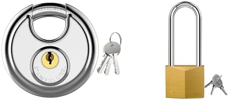 Puroma Keyed Padlock, Stainless Steel Discus Lock Heavy Duty Locks with ...