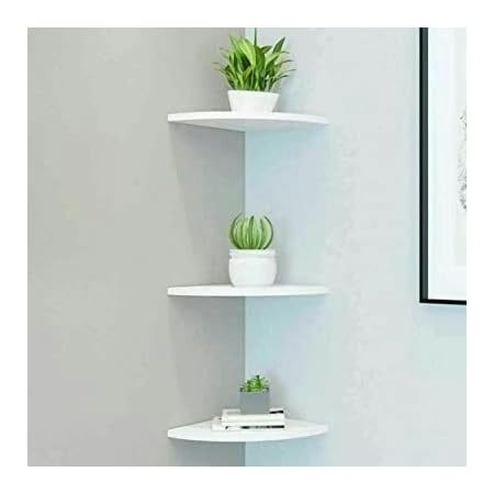 DDS Dream Decor Shoppee Wooden Corner Floating Shelves, 3 Tiers Small ...