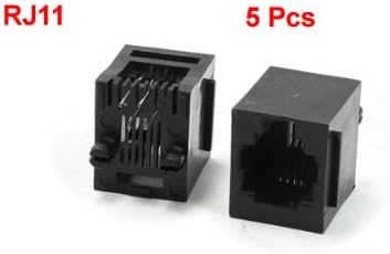 Sourcingmap 5 Pcs 0 Degree Pins RJ11 RJ13 RJ14 6P4C Telephone Jacks ...