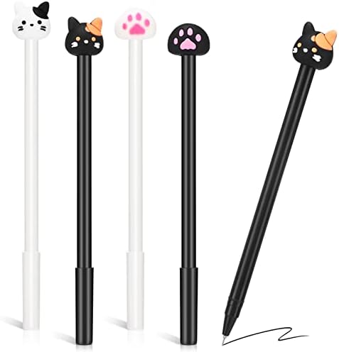 cobee Cute Cat Ballpoint Pen, 5pcs Kawaii Cat Paw Gel Ink Pen 0.5mm ...