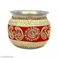Decorated Kalash(lota) for Puja/Marriage/Wedding Ghadoli Steel Velvet ...