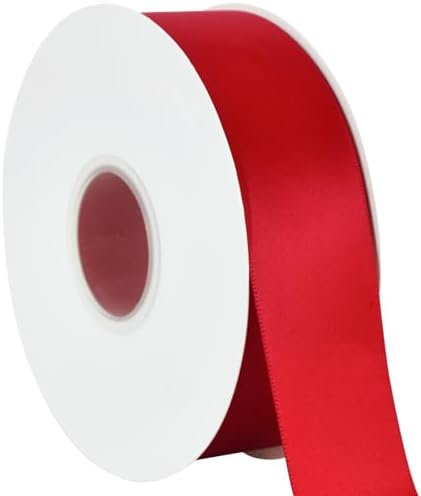 Amazon.com: TONIFUL 1 1/2 Inch x 50yd Red Satin Ribbon Solid Fabric ...