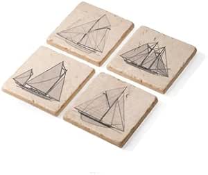 Amazon.com: Italian Marble "Clipper Ships" Coaster Set by Studio Vertu ...