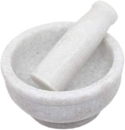 Krishna Products Marble Mortar & Pestle Set,Khara,Khalbatta,Imam Dasta ...
