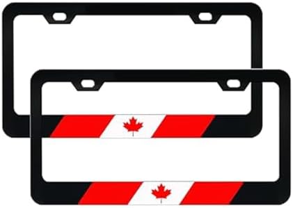 Canada Flag License Plate Frames - 2 pcs Black Canada Flag Aluminum ...