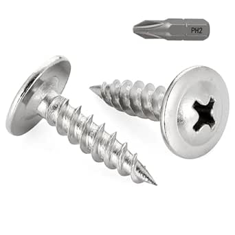 #8 x 1/2" Phillips Truss Head Wood Screws Fast Self Tapping Wafer Head, Alloy Steel, 100 PCS ...