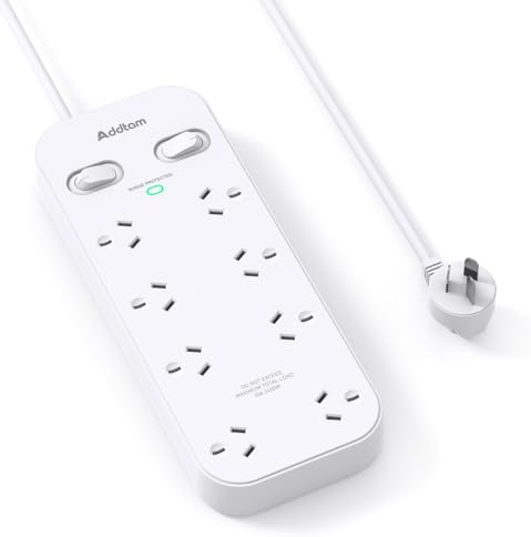 Addtam Surge Protector Power Board, 8 Widely Outlets(10A/2400W) with 4 ...