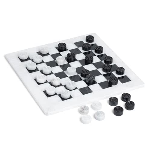 Amazon.com: Premium Marble Checkers Board with Marble Pieces ...