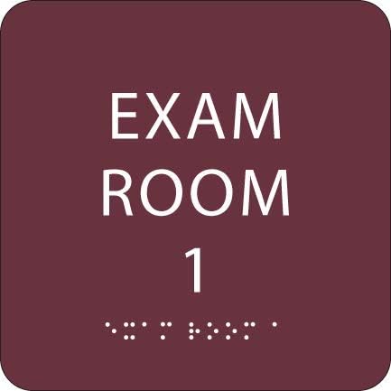 Amazon.com : Burgundy ADA Exam Room 1 Sign with Braille – Made from ...